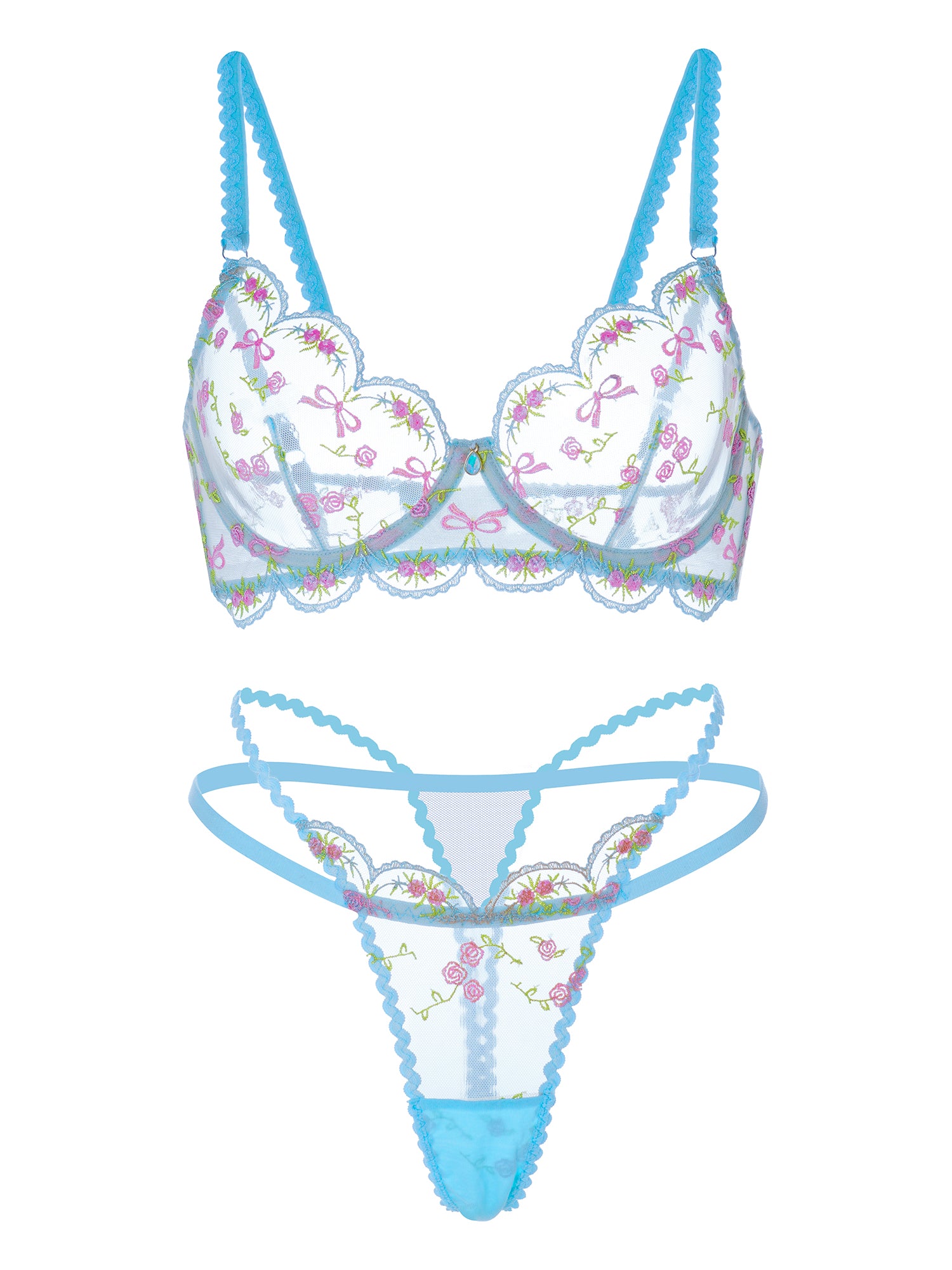 Light Blue Floral Lace Lingerie Set – Hello.LA.Girl