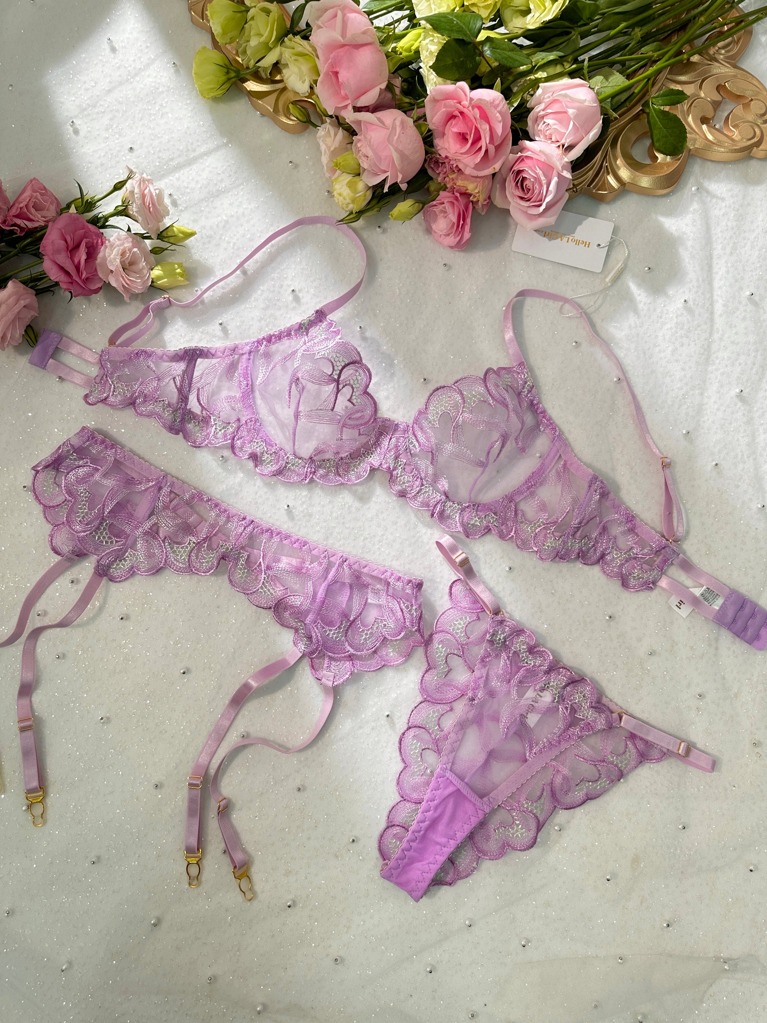 Purple Embroidery Lingerie Set – Hello.LA.Girl