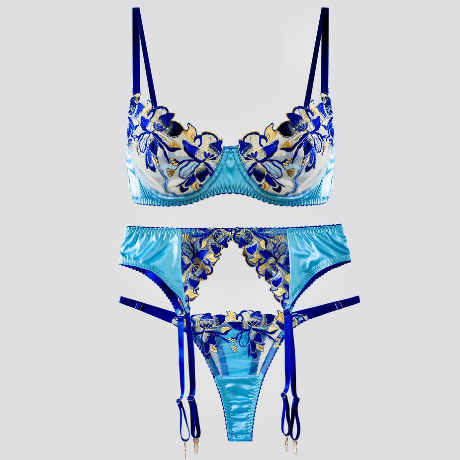 HelloLAGirl Fresh Blue Satin Embroidered Lingerie – Hello.LA.Girl