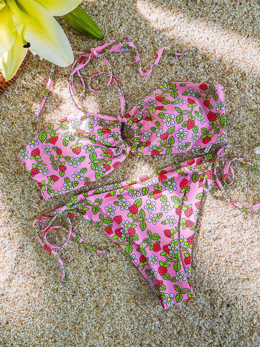 Pink Strawberry Double Fabric Bikini Set – Hello.LA.Girl