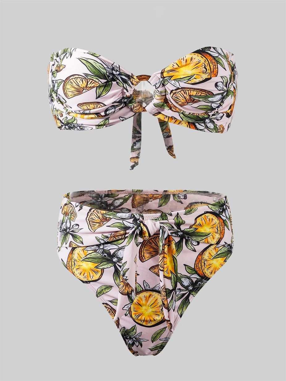 Lemon Print Double layer High-Waisted Bikini Set – Hello.LA.Girl