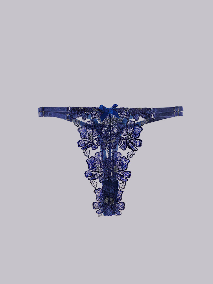 Blue Floral Embroidered Mesh Sheer Thong – Hello.LA.Girl