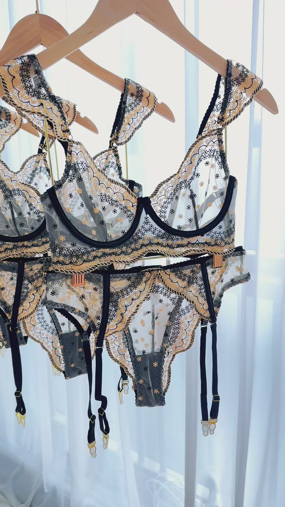 Black&Gold Luxury Lace Embroidered Lingerie Set | HelloLAGirl – Hello ...