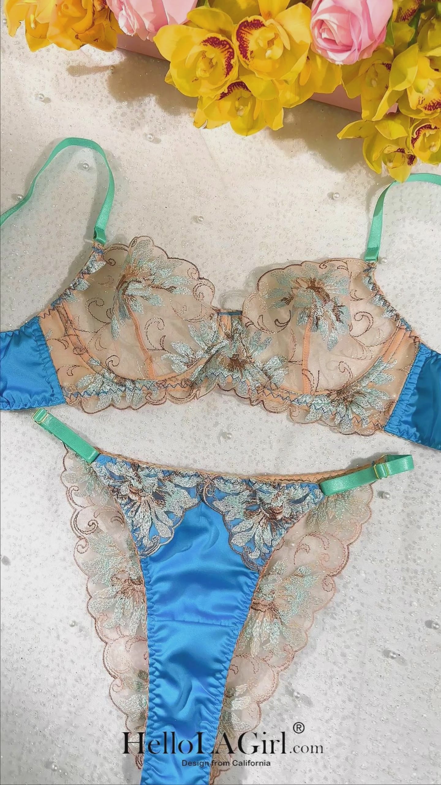 HelloLAGirl Vintage Peacock Blue Lingerie Set – Hello.LA.Girl