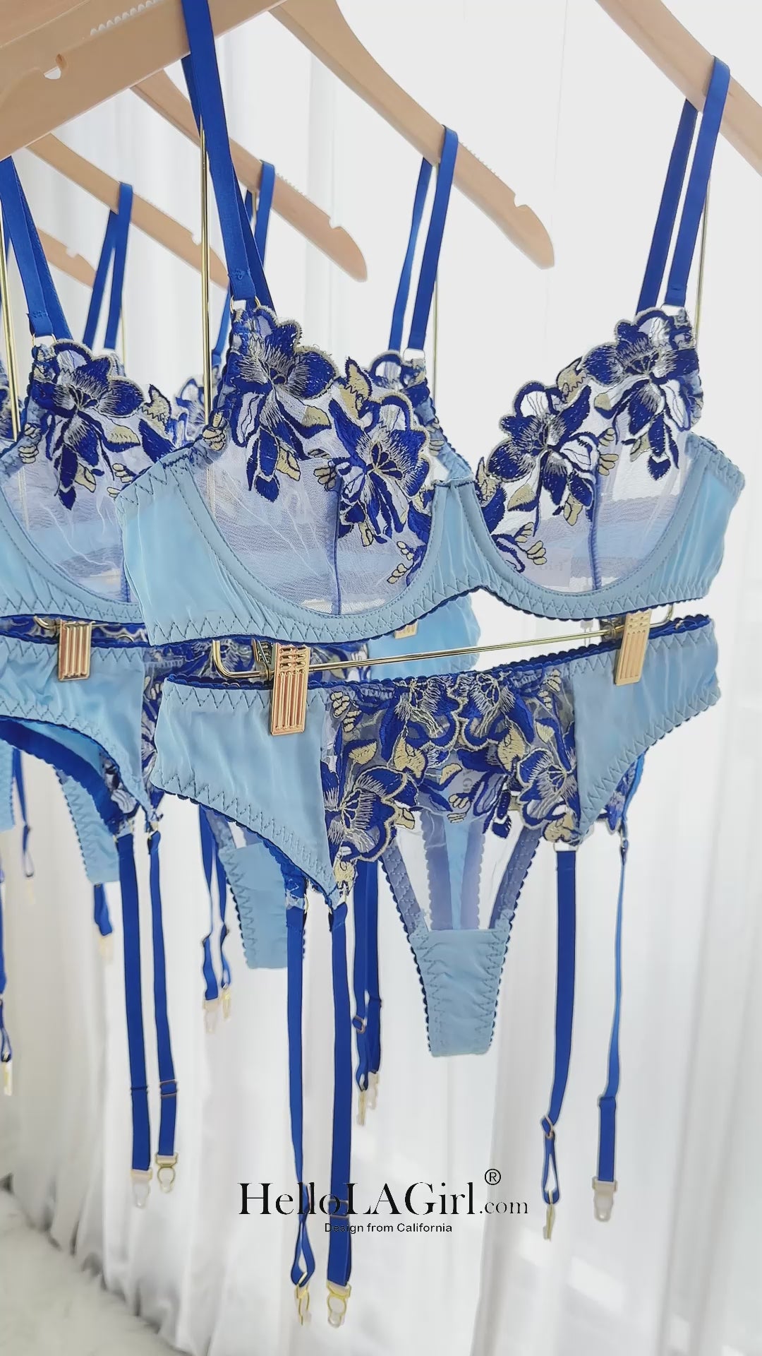 HelloLAGirl Fresh Blue Satin Embroidered Lingerie – Hello.LA.Girl