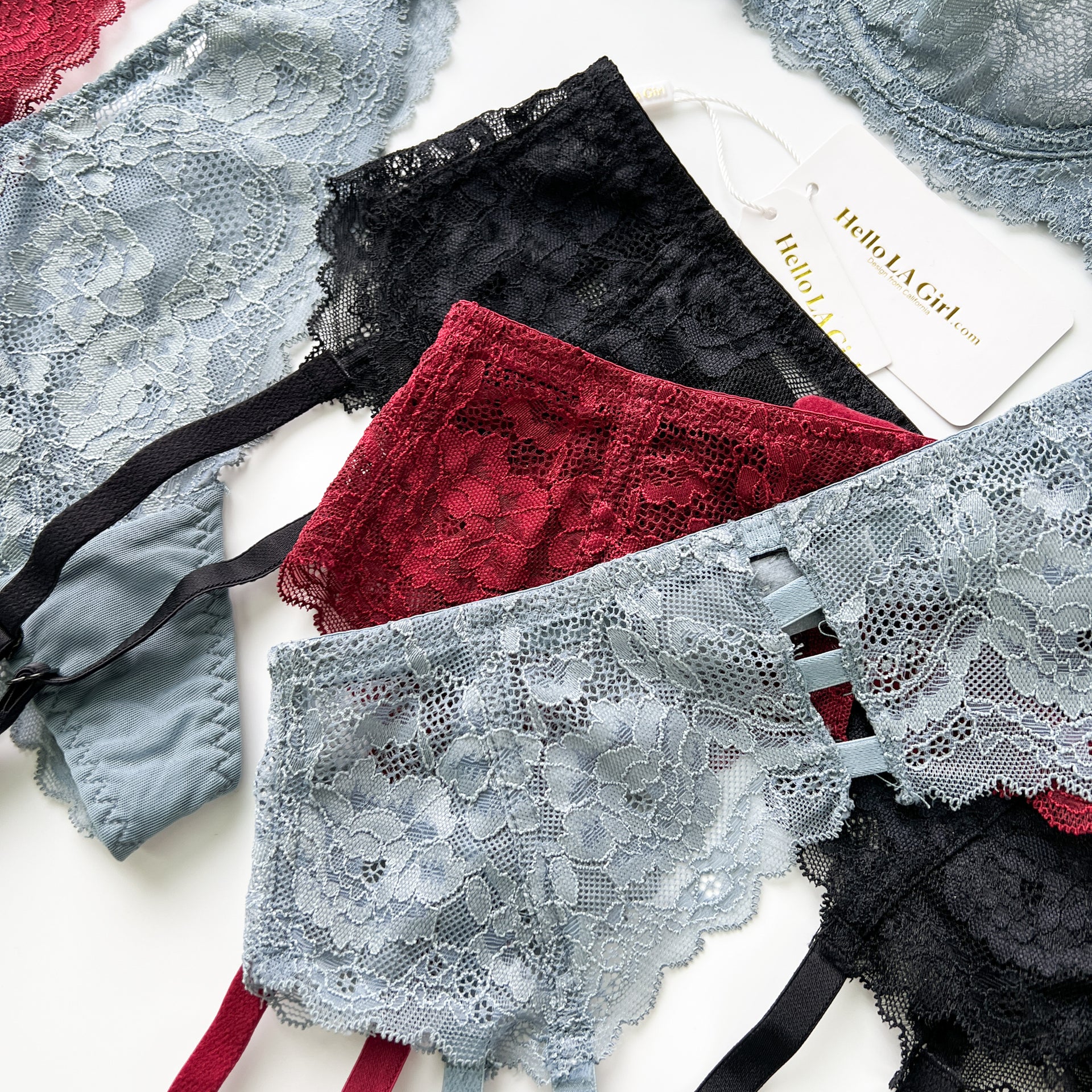 Green Floral Lace Trim Garter Belt Lingerie – Hello.LA.Girl